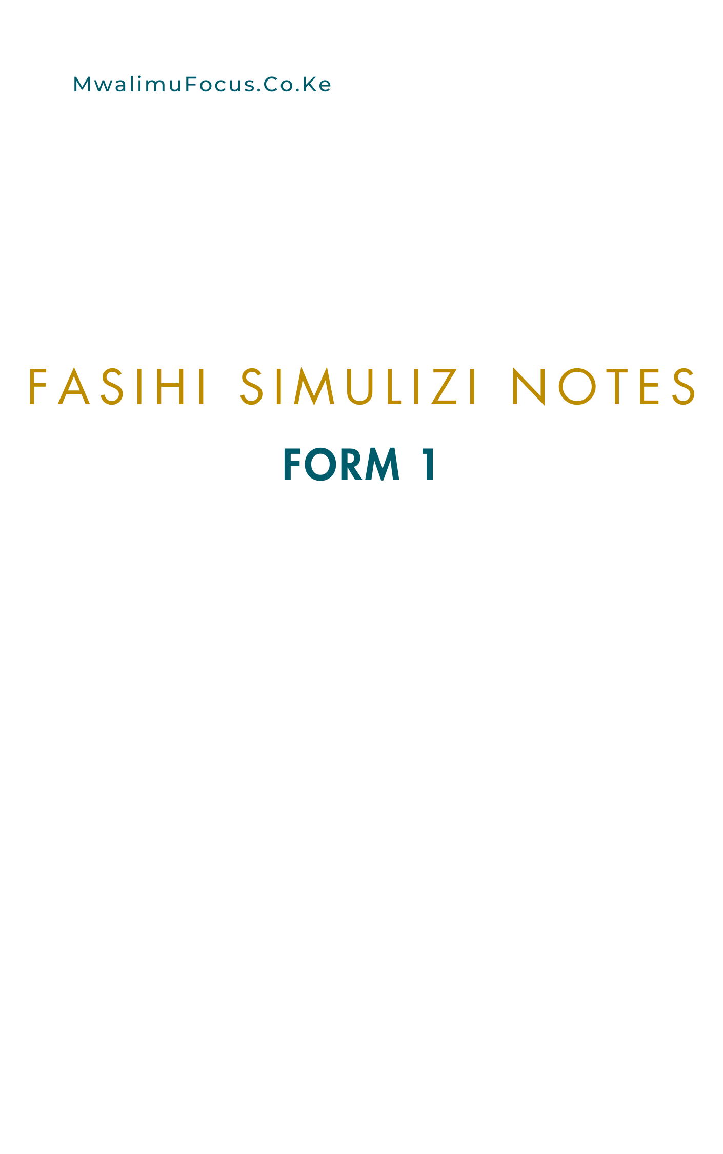 Fasihi Simulizi Notes Form 1